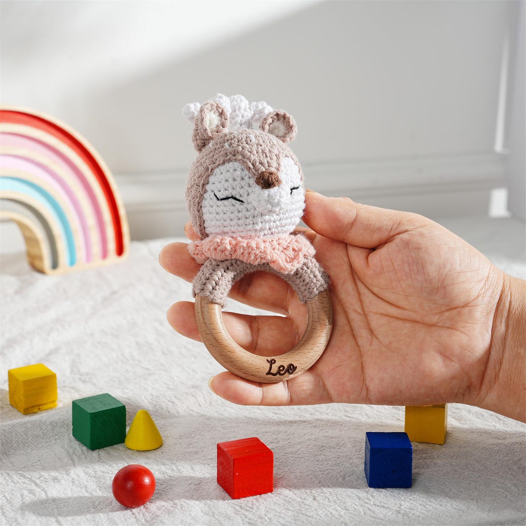 Handmade Custom Baby Rattle • Personalized Name Baby Toys • Animal ...