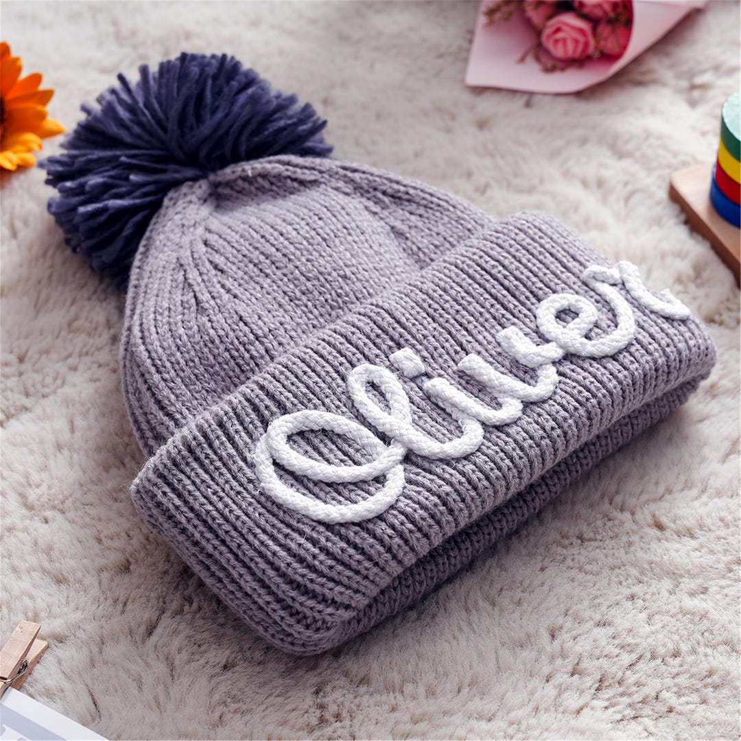 Custom Name Baby Hat, Personalized Kid's Winter Hat, Baby Name Beanie ...