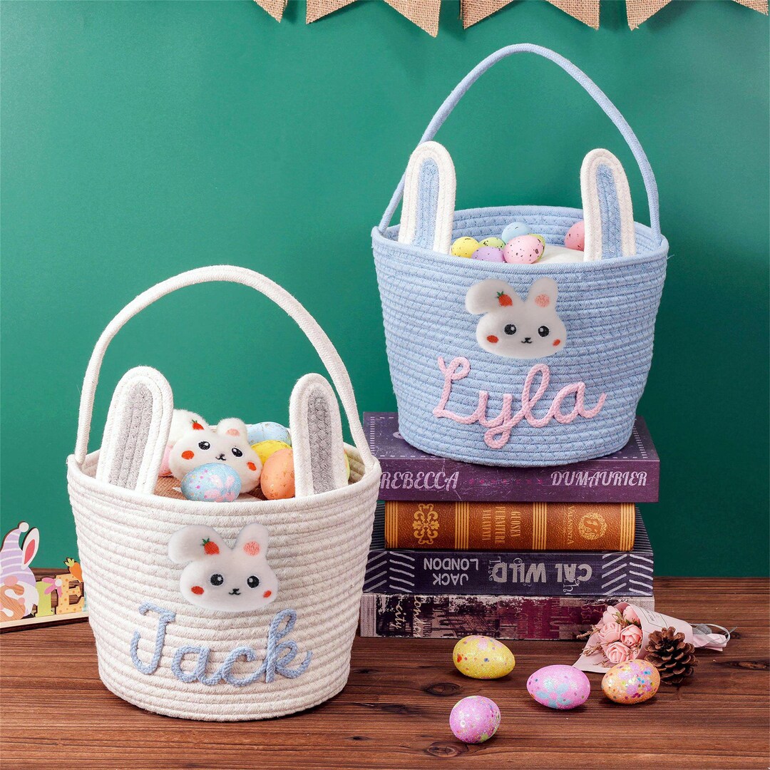 Personalized Easter Gift Basket, Custom Easter Bunny Basket, Boys Girls ...