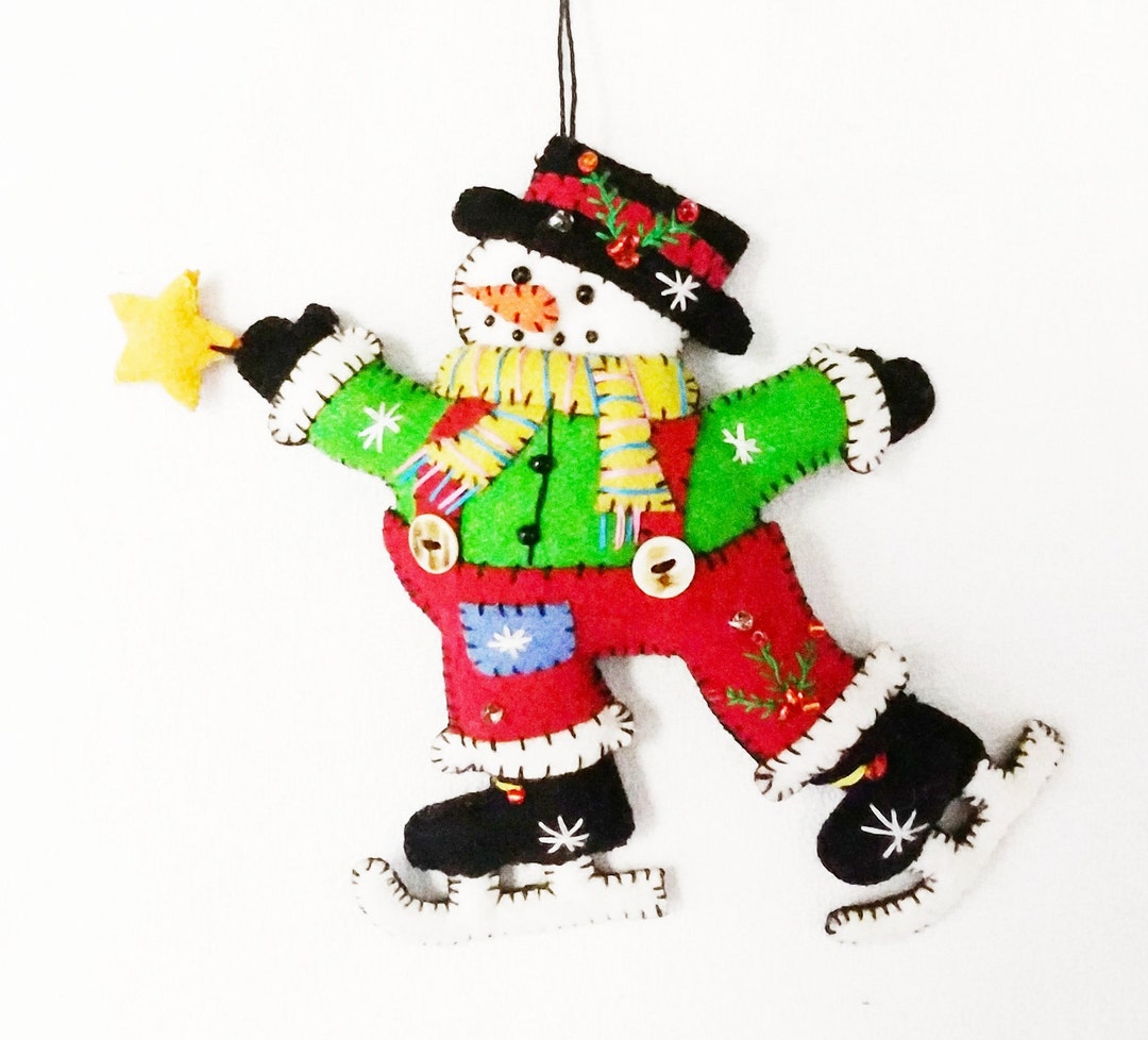 5 Snowman in Green Top Red Pants Red Scarf Christmas - Etsy