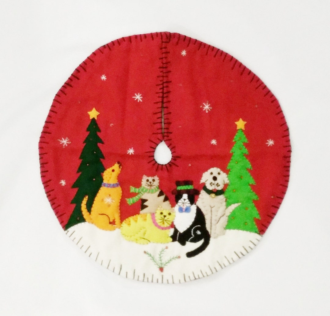 23 Puppy Dog and Kitty Cat Family Christmas Patterned Wool Felt ...
