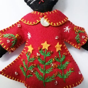 6" Kitty Cat in Red Dress Christmas Wool Felt Ornament - Etsy