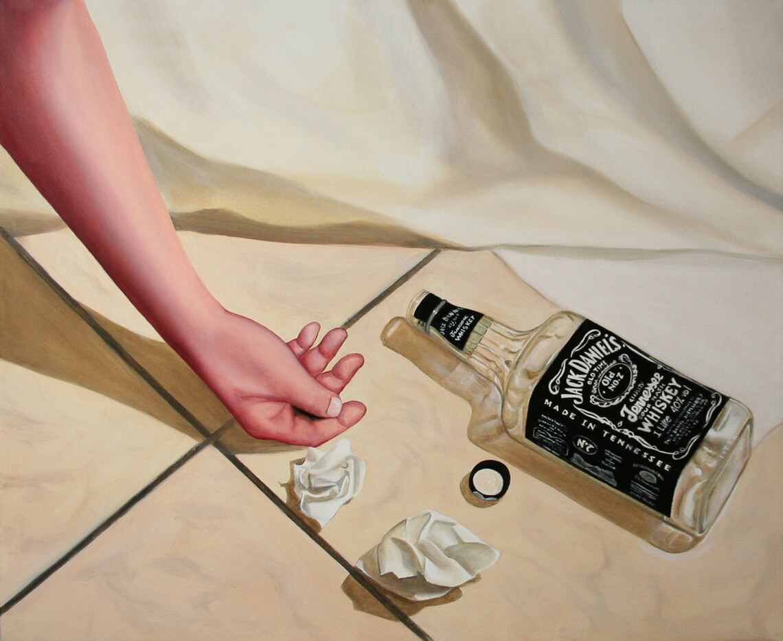 Original Handmade Oil on Canvas Painting, Jack Daniels Whisky, Drunk - Etsy