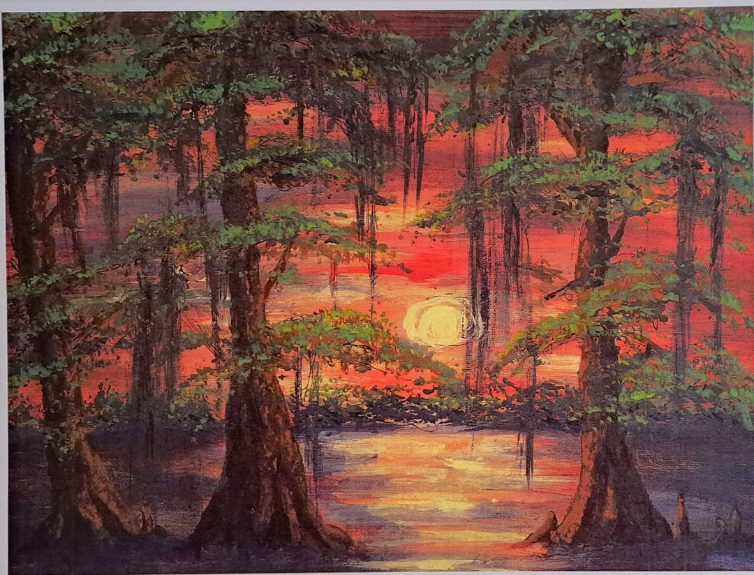 Print of Louisiana Cypress Swamp at Sunset, Print With Mat 11x14" - Etsy