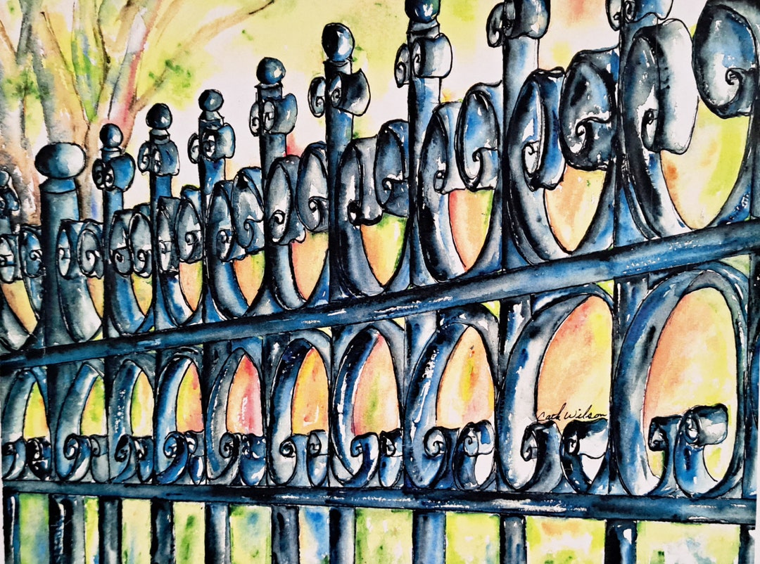 Print of a New Orleans French Quarter Wrought Iron Fence With Mat 11x14 ...