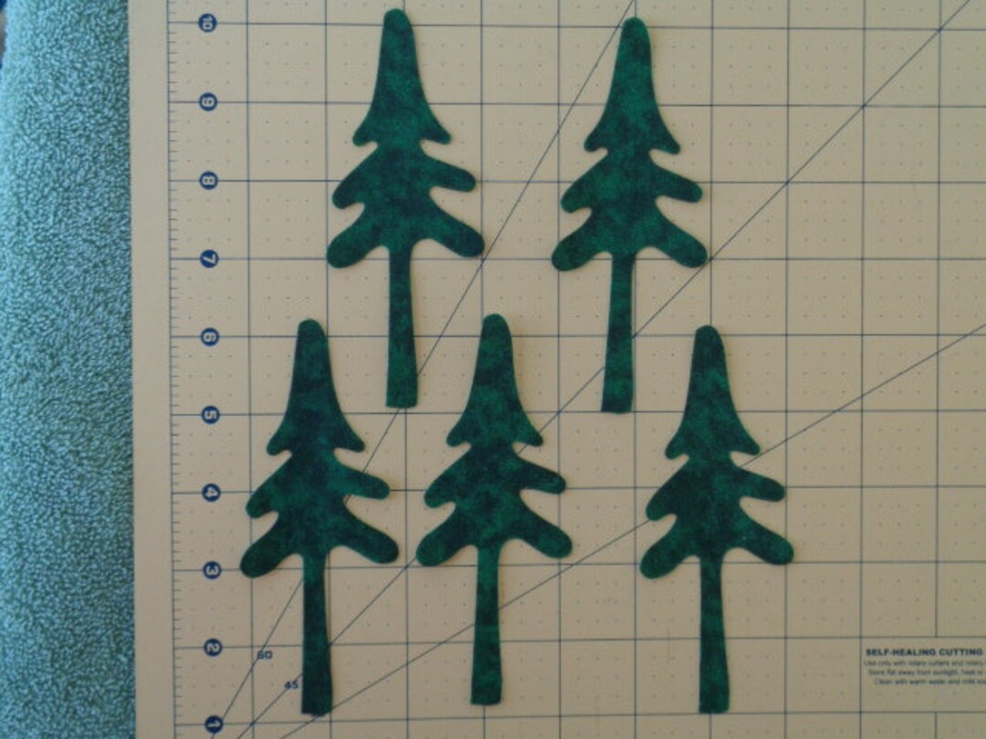 Set of Five Pine Tree Iron on Appliques Mountain Forest Lodge Theme - Etsy