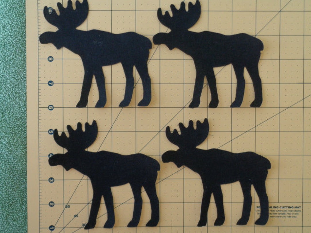 Set of Four Iron on Moose Appliques Adirondack Mountain Lodge in Black ...