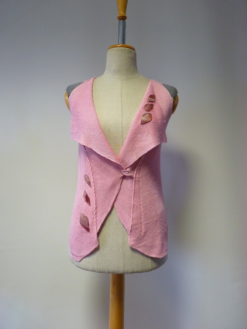Pink Linen Vest Size S. | Etsy