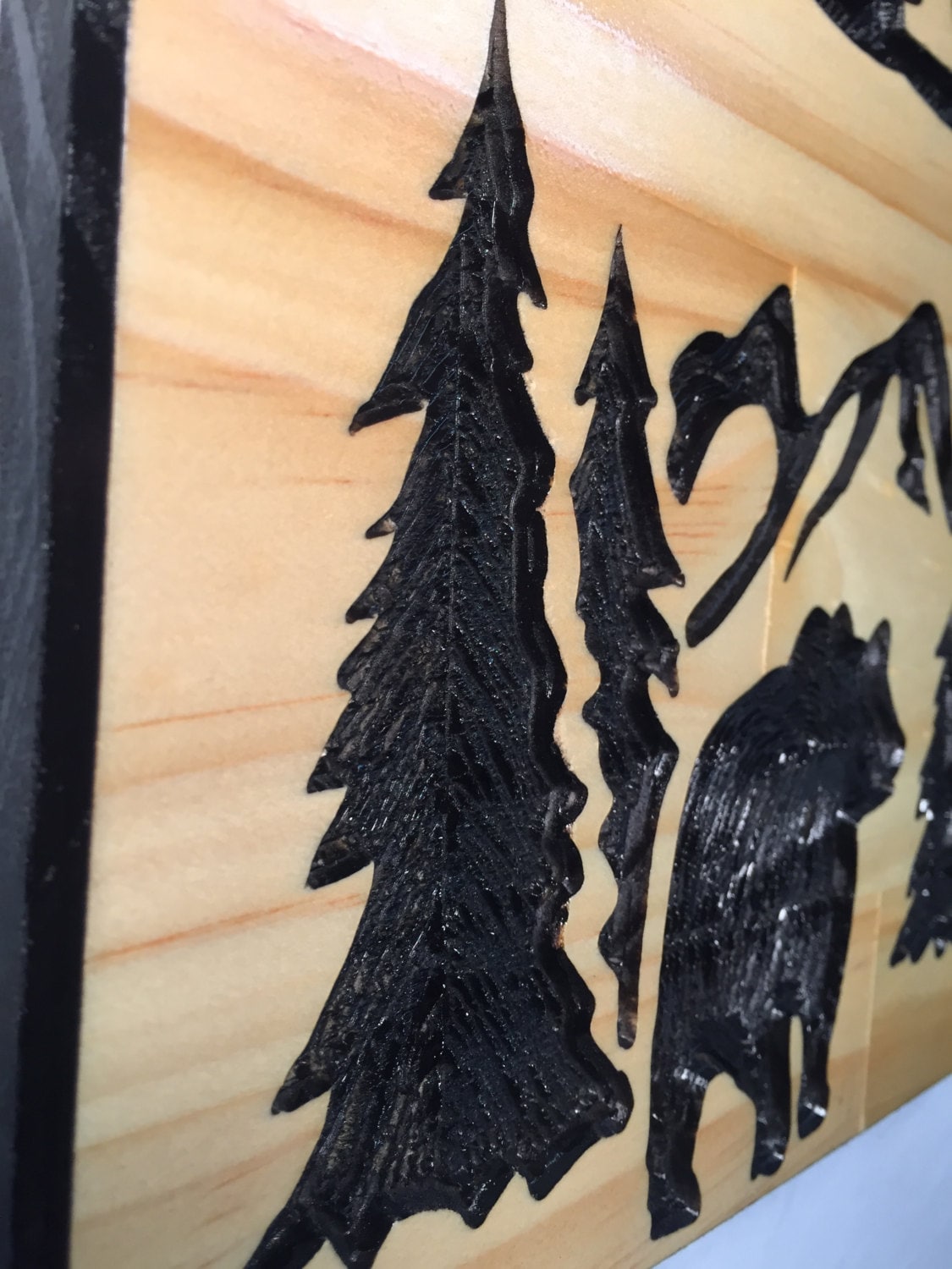 Camp Sign Bear Trees and Mountain Hand Made Wooden Sign - Etsy