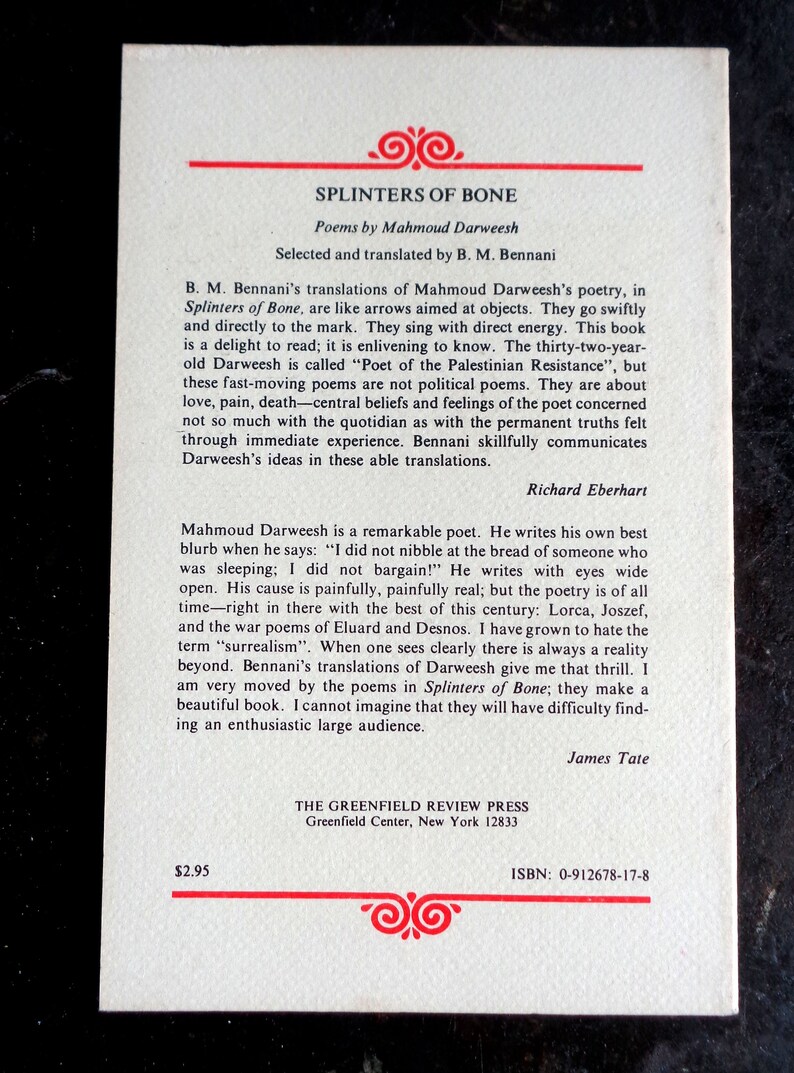 Splinters of Bone by Mahmoud Darweesh - Etsy