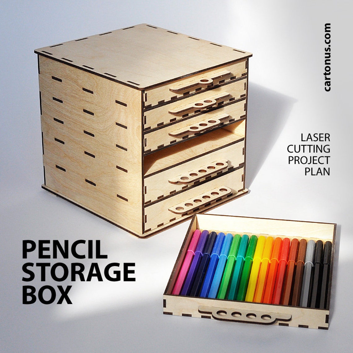 Storage box with drawers. Pattern for laser cut | Etsy