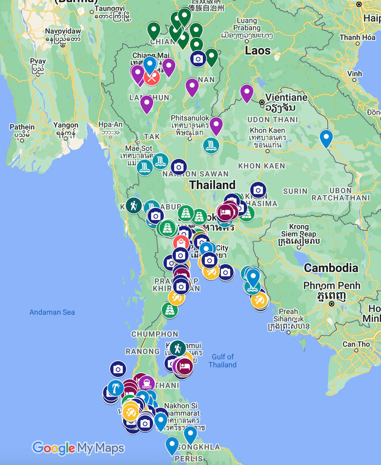 Thailand Locations Map - Etsy