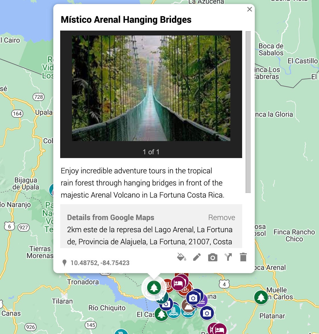 Costa Rica Locations Google Map - Etsy