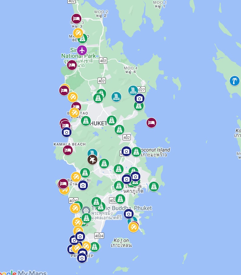 Phuket Thailand Locations Map - Etsy