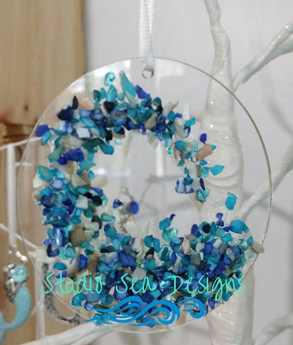 3 Wave Sun Catcher-crushed Shell Ornament-resin and - Etsy