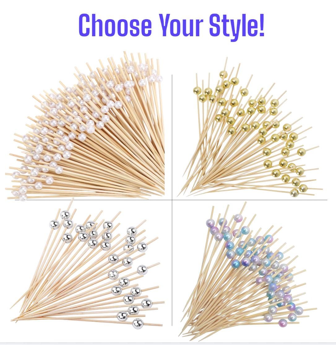 10-25-50-100 Piece Pearl Charcuterie Picks-fancy Cocktail Picks-fany ...
