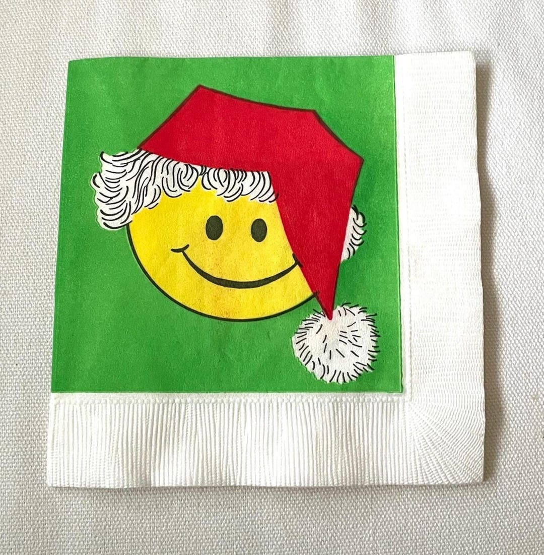 Christmas Smiley Face Napkin for Decoupage-holiday Smiley Face ...