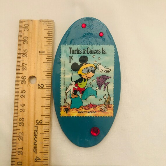 2 Hand Made Pins with Mickey Mouse Stamps - Gem