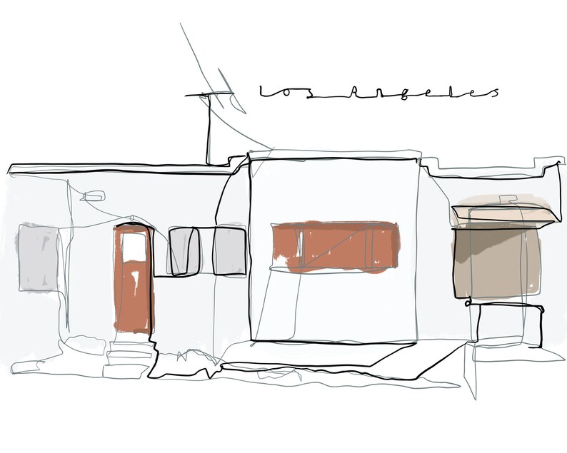 Los Angeles LA Drawing Printable - Etsy