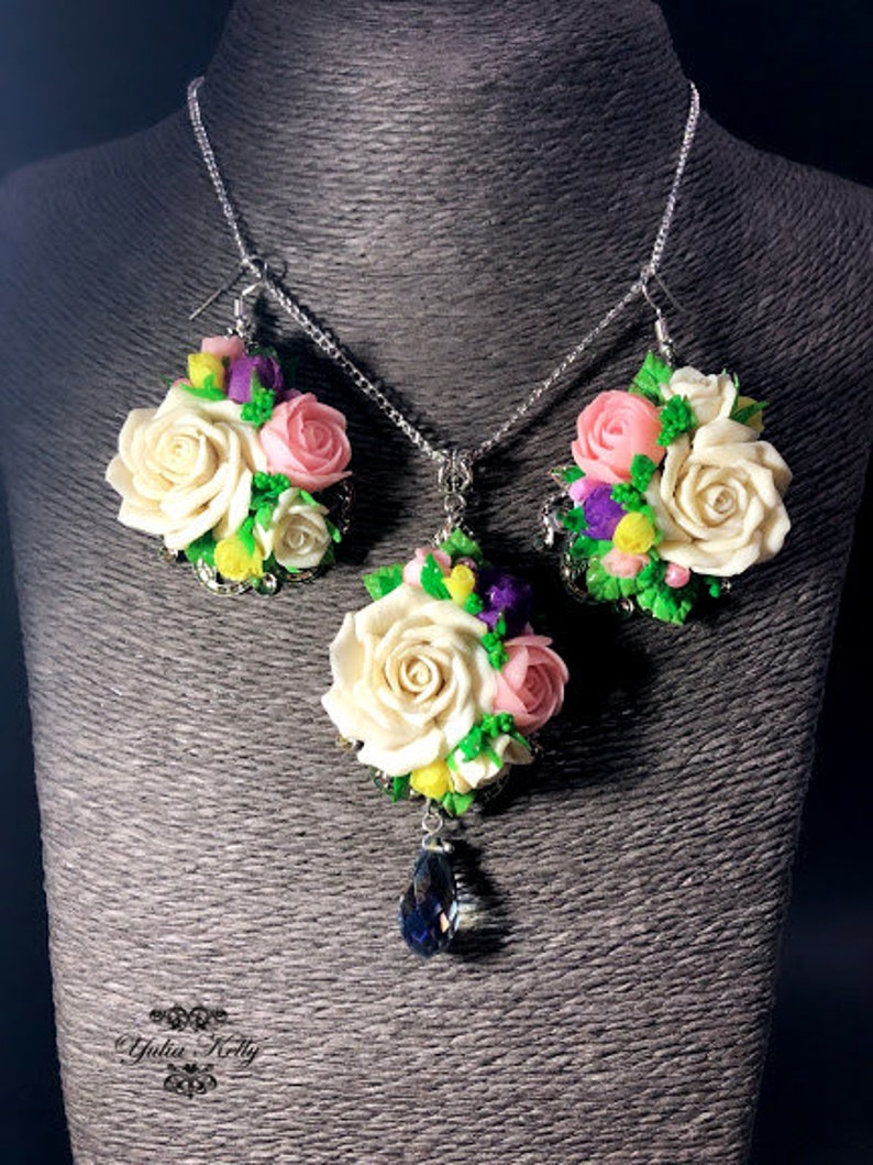 Flower Earrings, White Rose Earrings, Handmade Earrings, Gentle ...