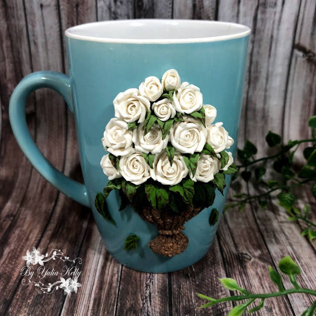Polymer Clay Tea Cup, Coffee Mug, Tea Mug, Decorated Mug, Handmade ...