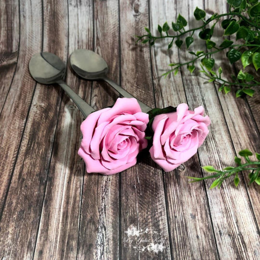 Tasty Spoon, Sweet Spoon, Polymer Clay Spoon, Rose Spoon, Party Spoon ...
