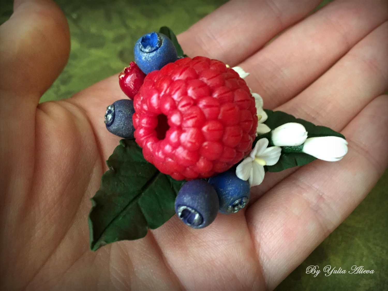 Brooch With Raspberry, Handmade Brooch, Raspberry Brooch, Berry Brooch ...