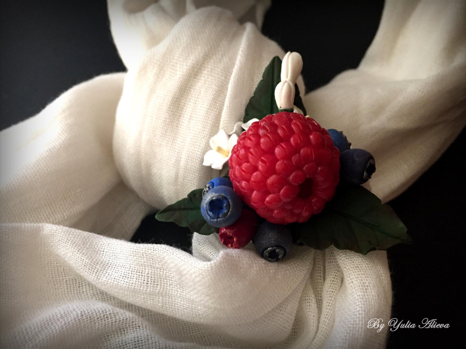 Brooch With Raspberry, Handmade Brooch, Raspberry Brooch, Berry Brooch ...
