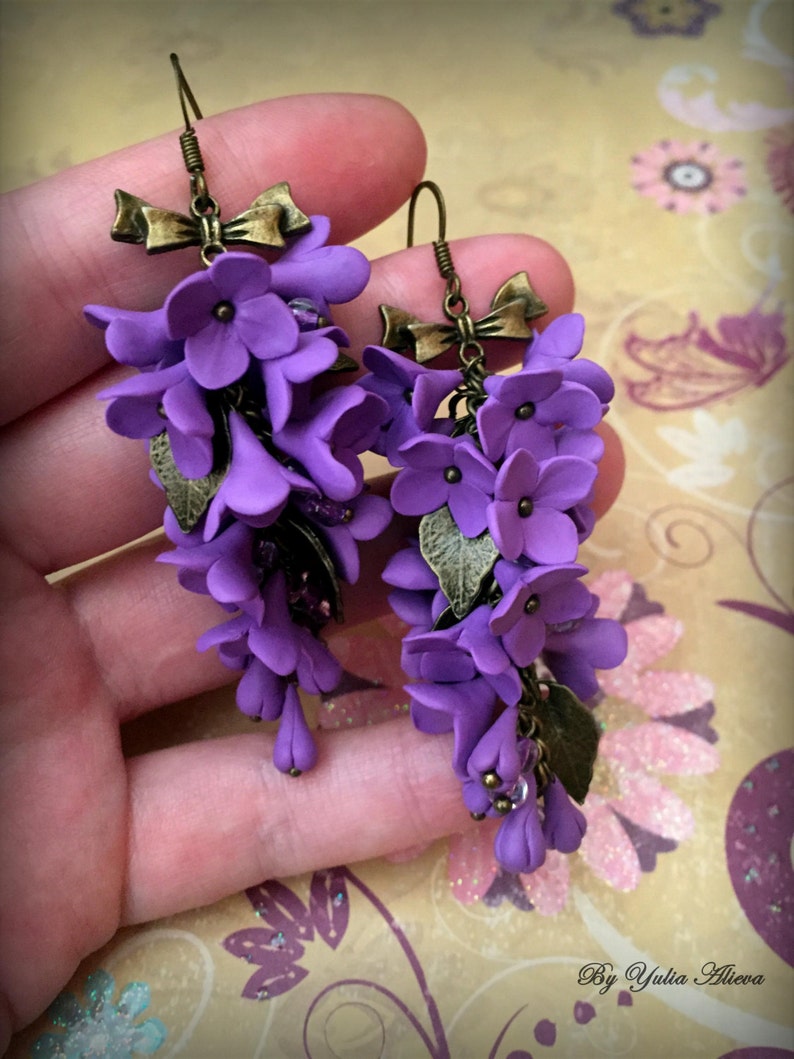 Flowers Lilacs Earrings Purple Clay Lilac Clay Lilac Etsy Australia