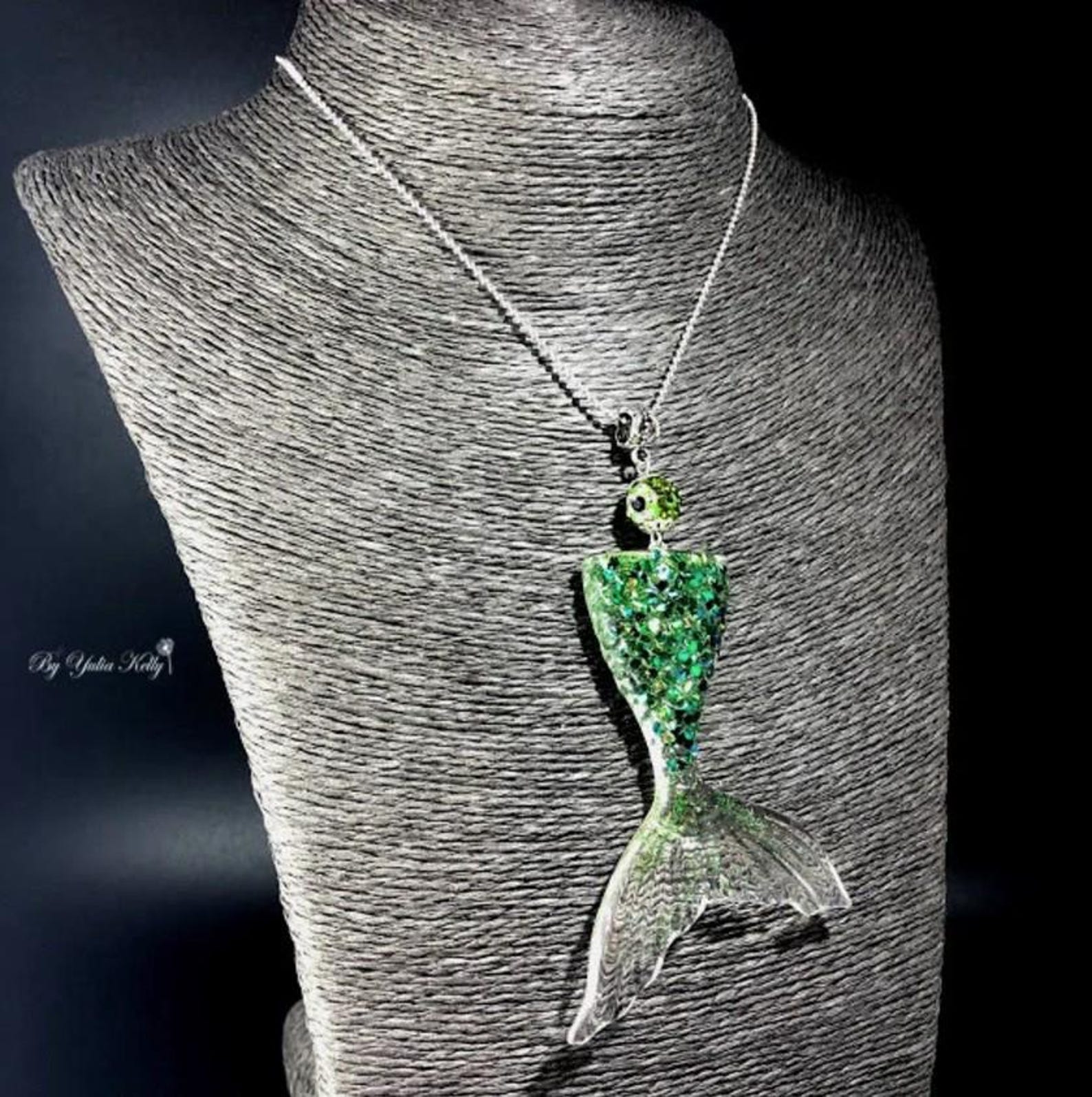 Sea Life Necklace, Water Necklace, Ocean Resin Necklace, Sea Crystal ...