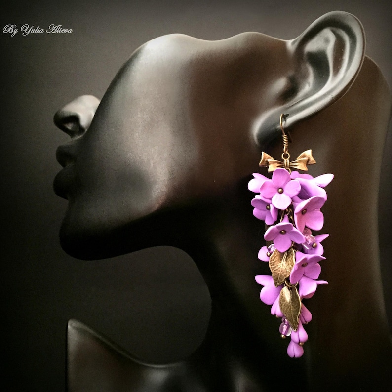 Flowers Lilacs Earrings Purple Clay Lilac Clay Lilac Etsy Australia