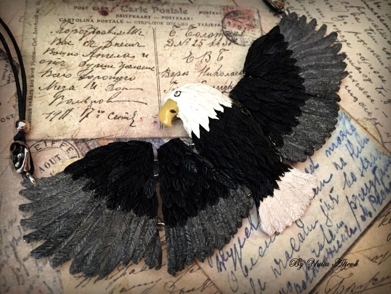 Polymer Clay Eagle, Pendant Eagle, Necklace Eagle, Animal Jewelry, Bird ...