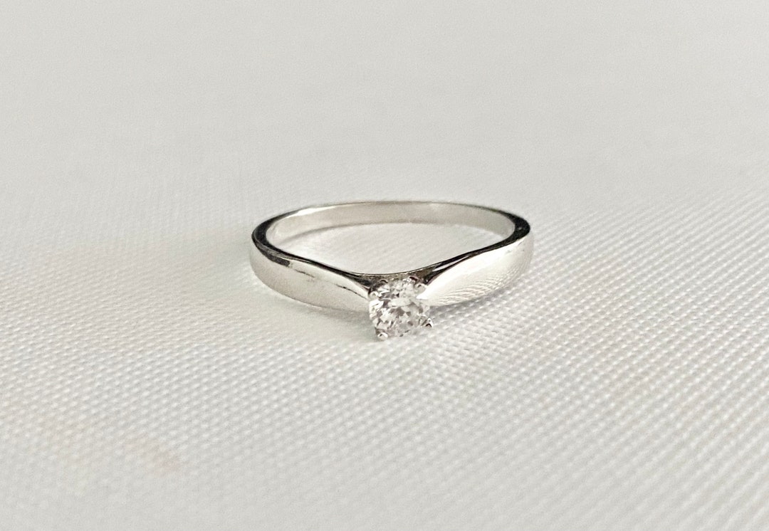 Vintage Sterling Silver Solitaire Ring - Vintage Bling Ring - Vintage ...