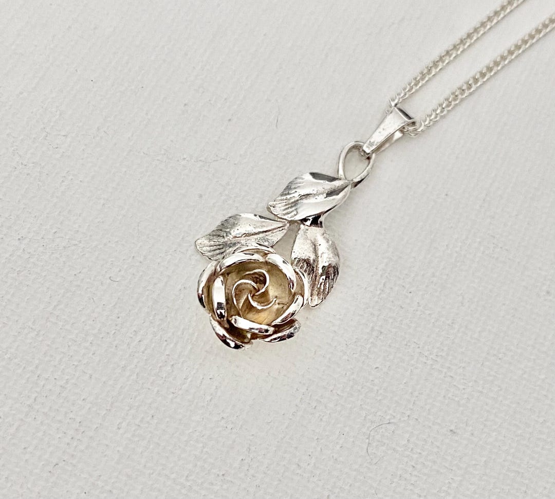 Vintage Sterling Silver Rose Necklace Sterling Silver Rose Vintage ...
