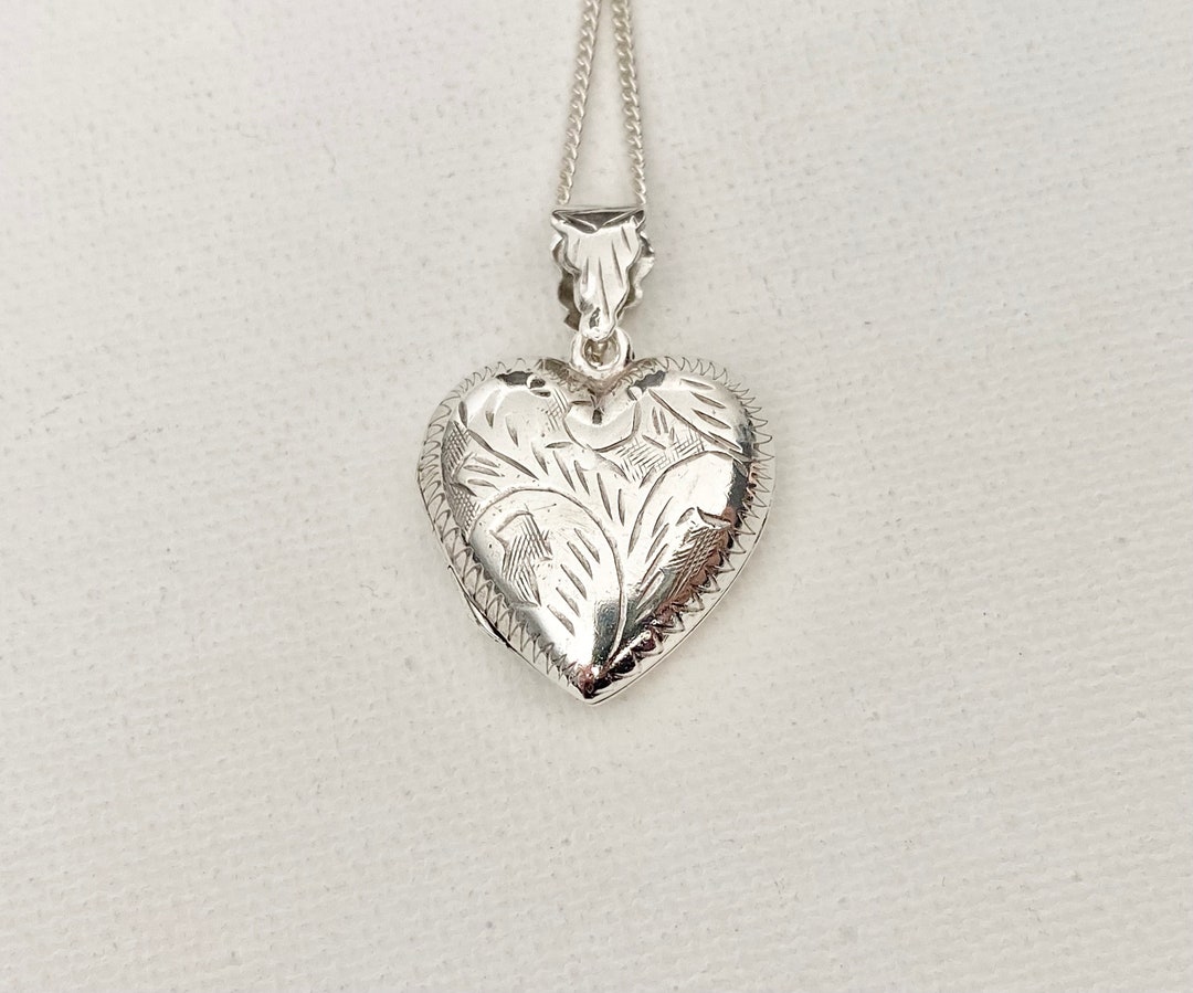 Vintage Sterling Silver Heart Locket Necklace Vintage Heart Locket ...