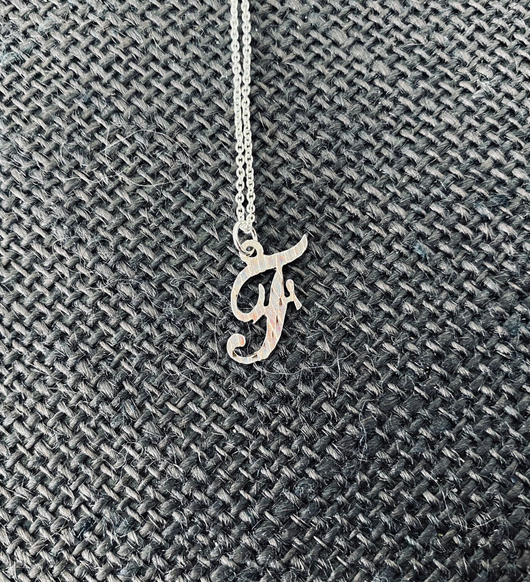 Vintage Sterling Silver Silver Monogram Initial Pendant - F Initial ...
