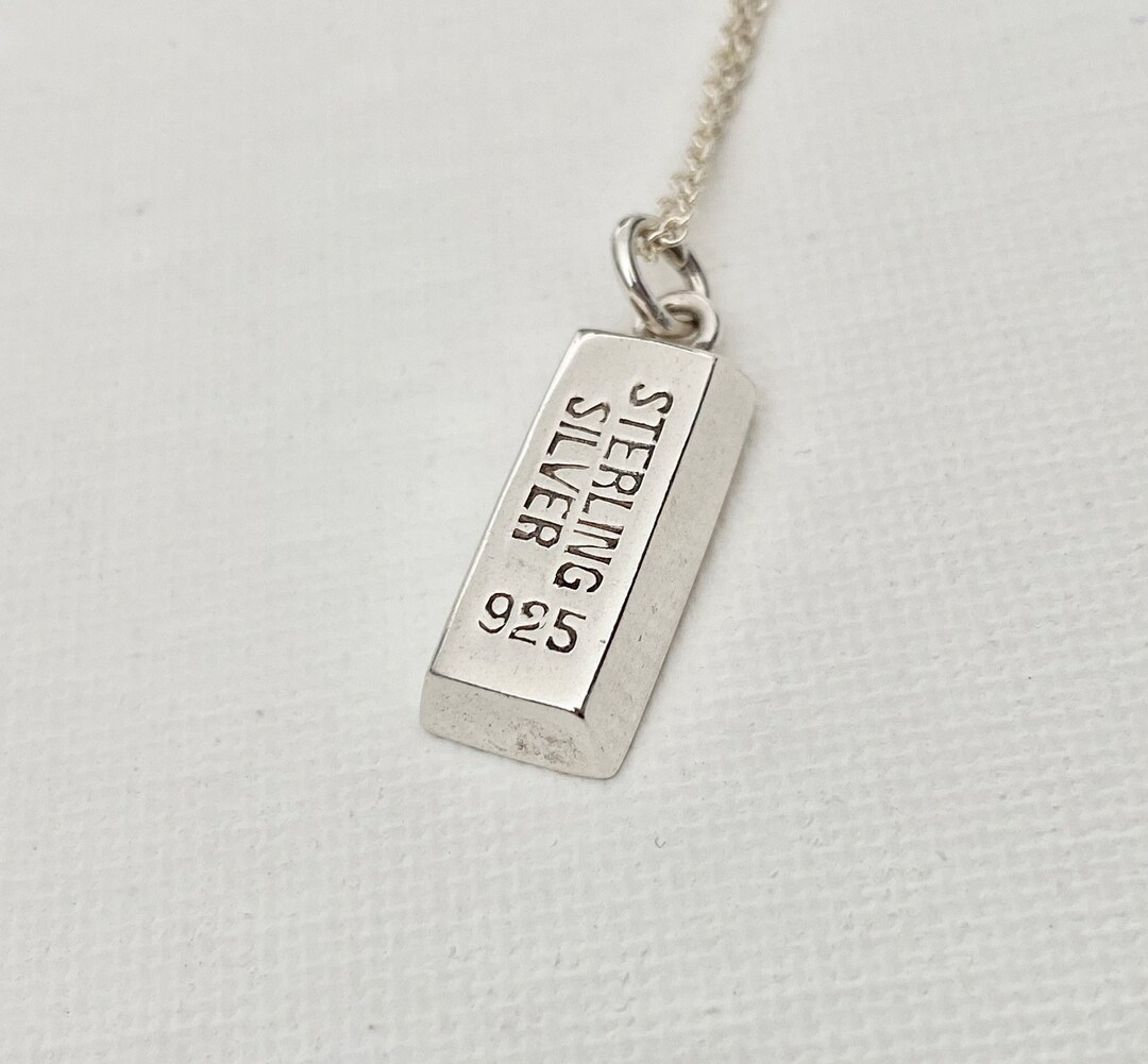 Vintage Sterling Silver Ingot Necklace Vintage Necklace Vintage Silver ...