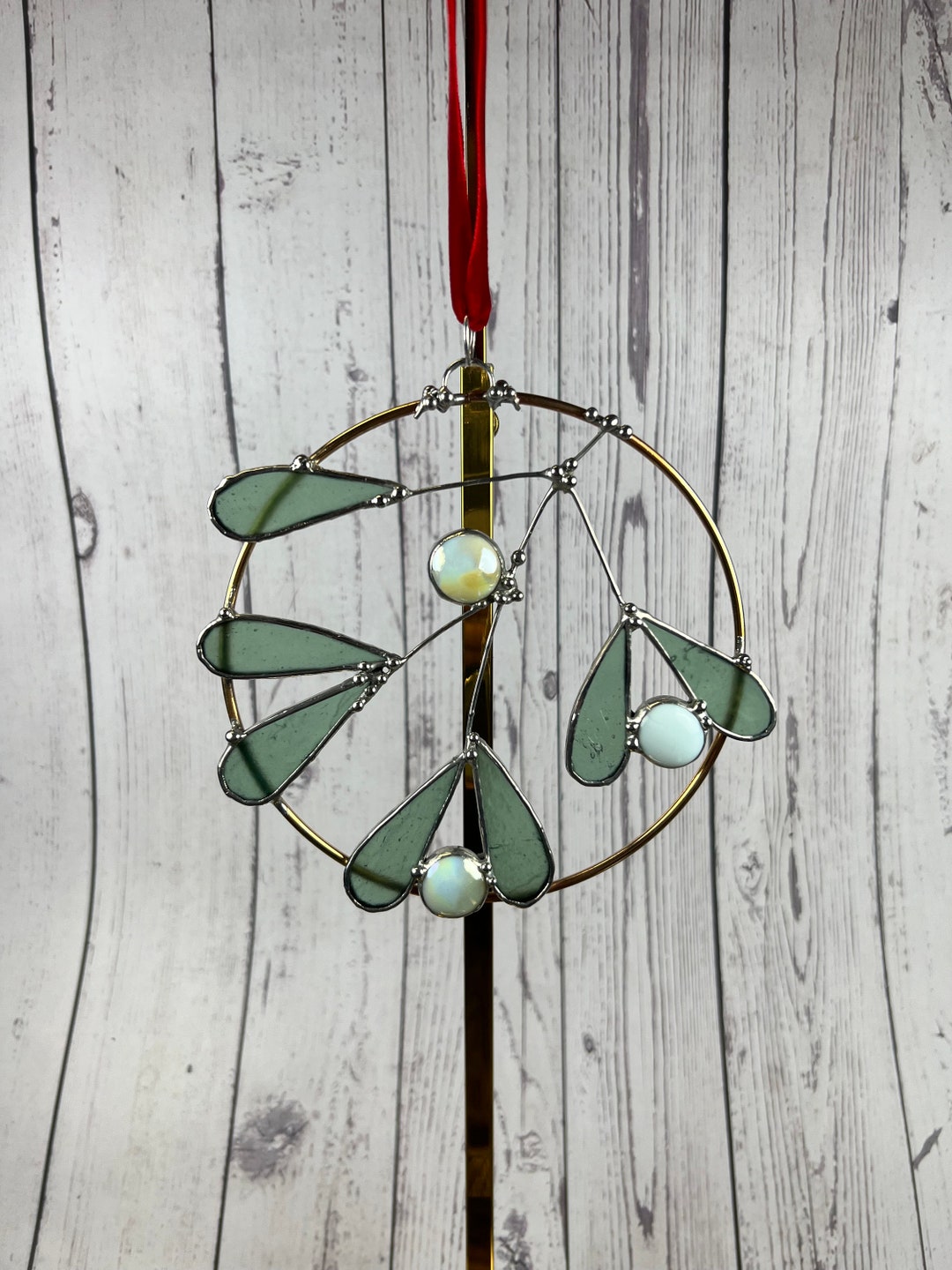 Stained Glass Mistletoe Wreath - Etsy