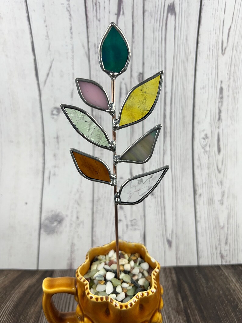 Stained Glass Leaves Plant Stake - Etsy
