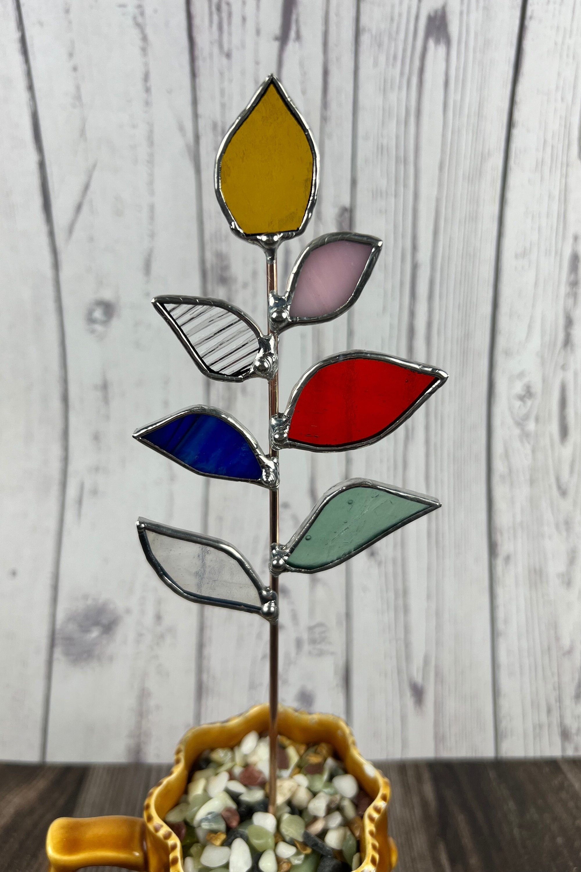 Stained Glass Leaves Plant Stake - Etsy