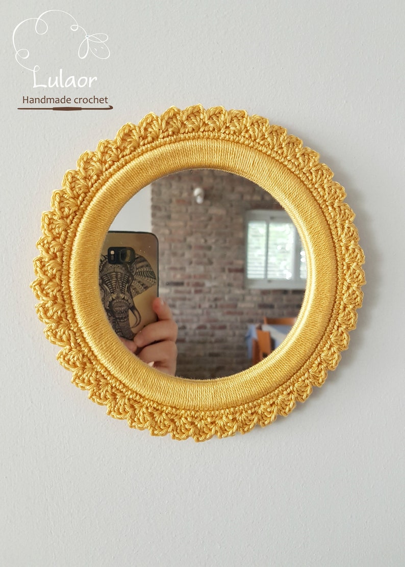 Crochet Mirror, Small Round Mirror, Shabby Chic Mirror, Vintage Style ...