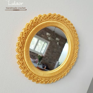 Crochet Mirror, Small Round Mirror, Shabby Chic Mirror, Vintage Style ...