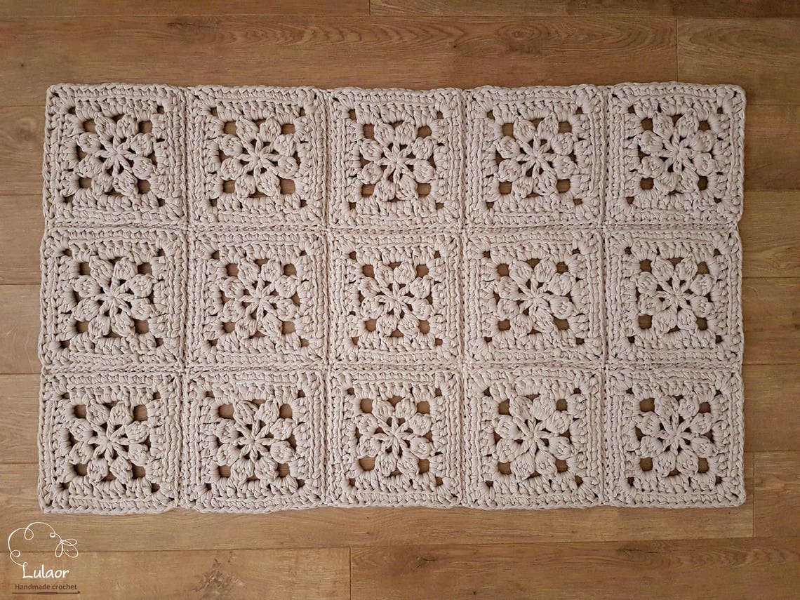 Pattern for Crochet Square/ Rectangle Rug Easy to Adjust to - Etsy