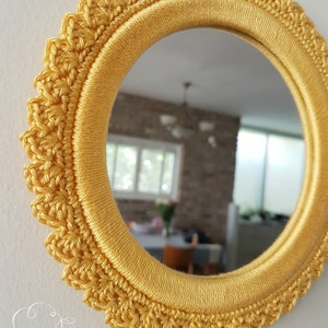 Crochet Mirror, Small Round Mirror, Shabby Chic Mirror, Vintage Style ...