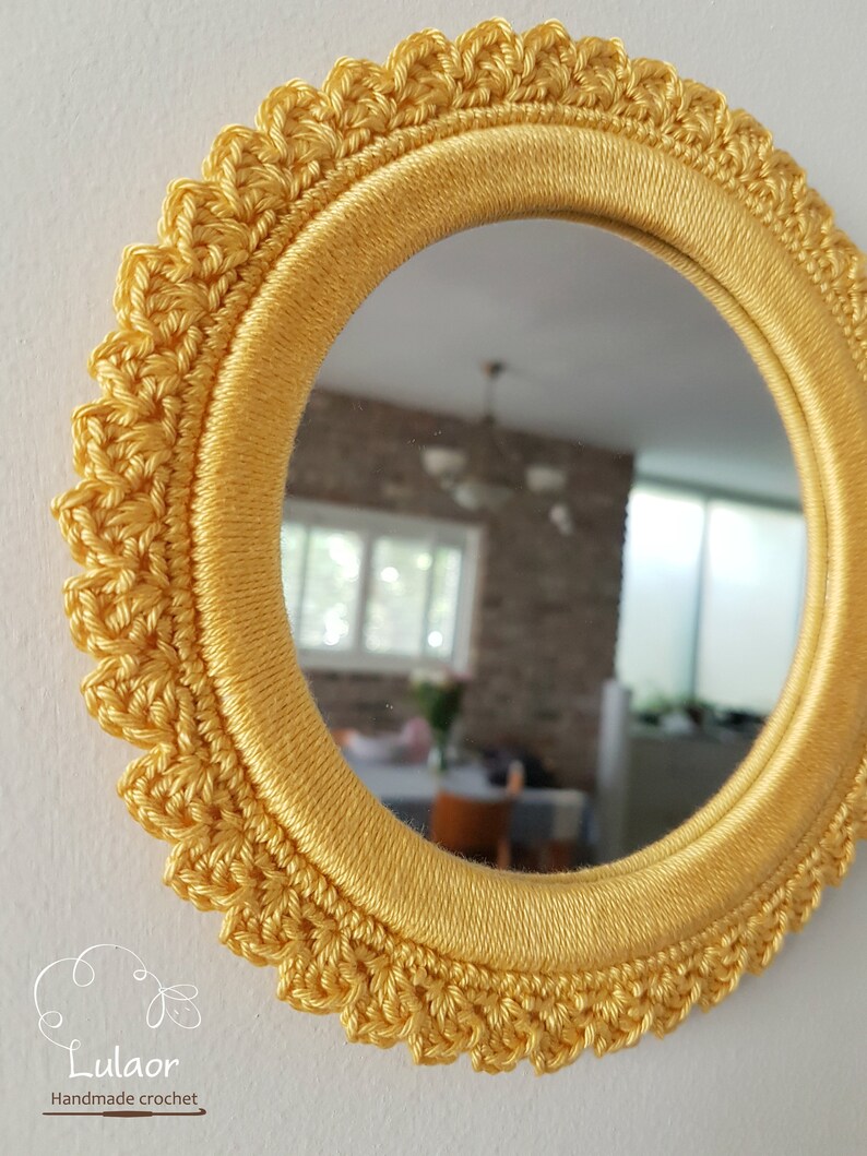 Crochet Mirror Small Round Mirror Shabby Chic Mirror | Etsy