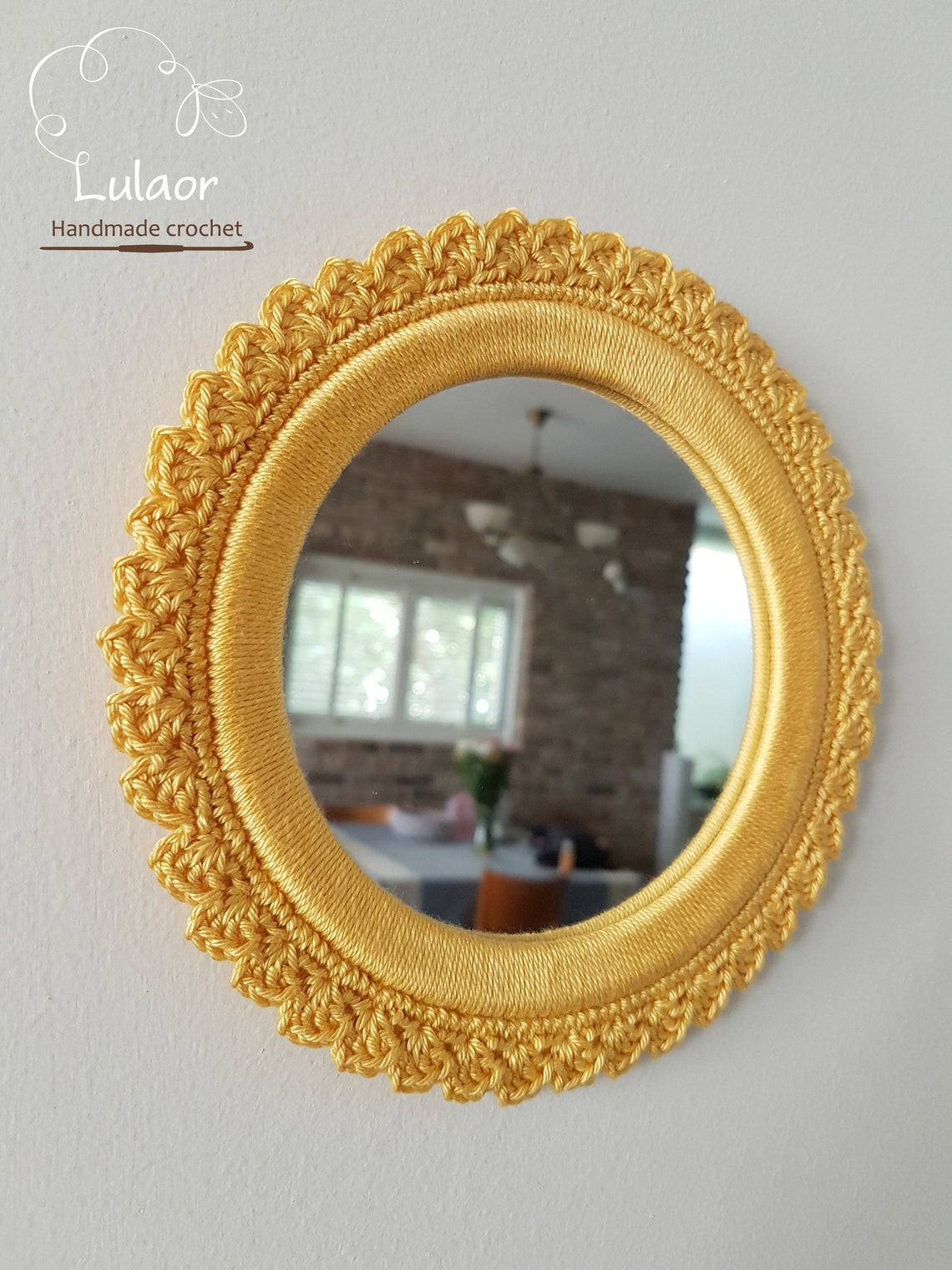 Crochet Mirror Small Round Mirror Shabby Chic Mirror | Etsy
