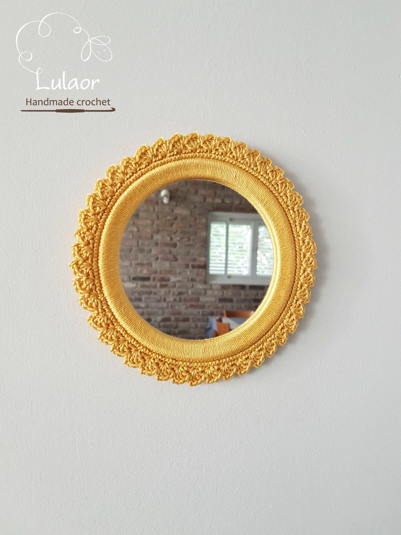 Crochet Mirror Small Round Mirror Shabby Chic Mirror | Etsy