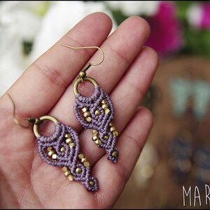 Macrame Earrings Brass Macrame Tribal Macrame Boho Jewelry - Etsy