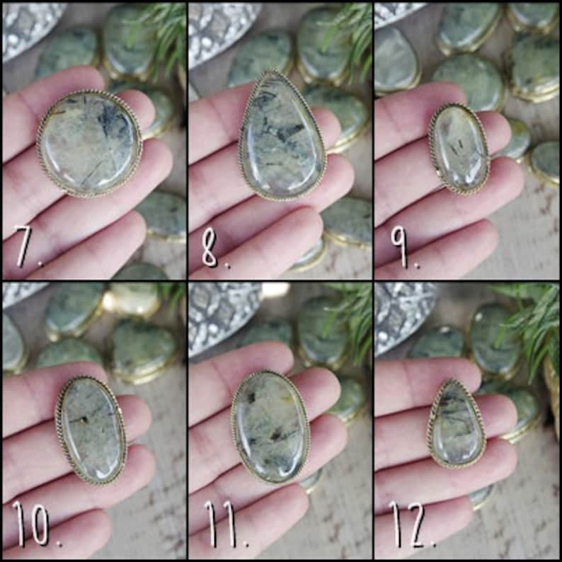 Grooved Cabochon Prehnite Grooved Stone Brass Framed Stones | Etsy