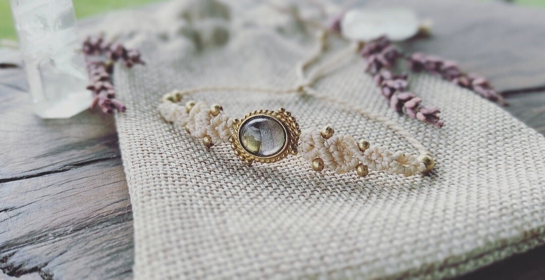 Macramé Bracelets With Natural Stones - Amethyst, Moonstone, or ...